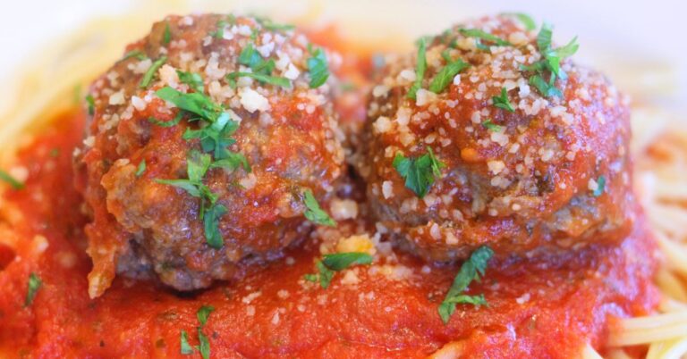 Homemade Giant Meatballs Recipe: Baked then Simmered - Mama Makes It Easy