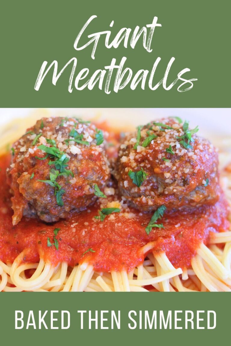 Homemade Giant Meatballs Recipe: Baked then Simmered - Mama Makes It Easy